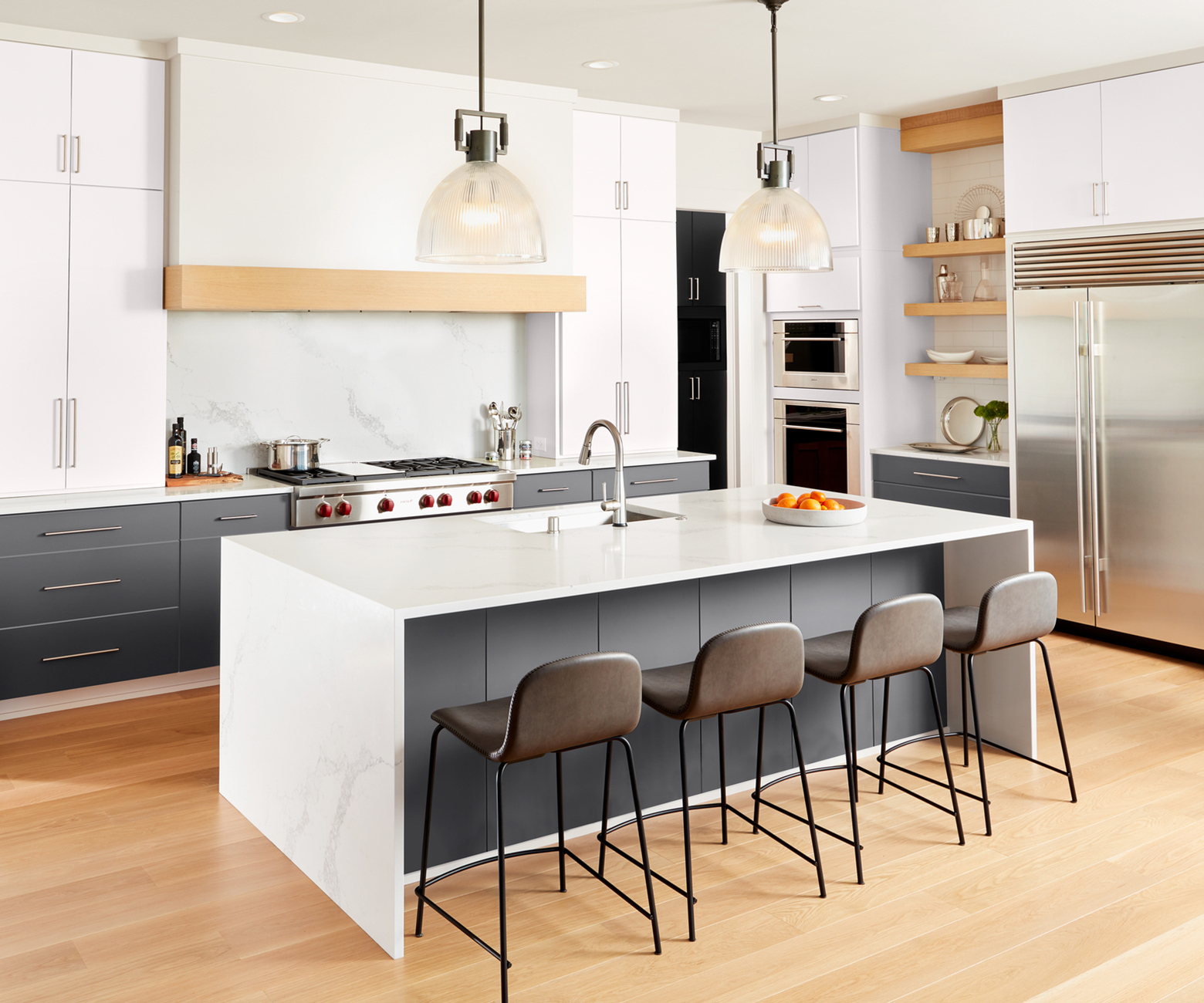 This FENIX NTM Grigio Bromo kitchen cabinetry is set alongside clean ...
