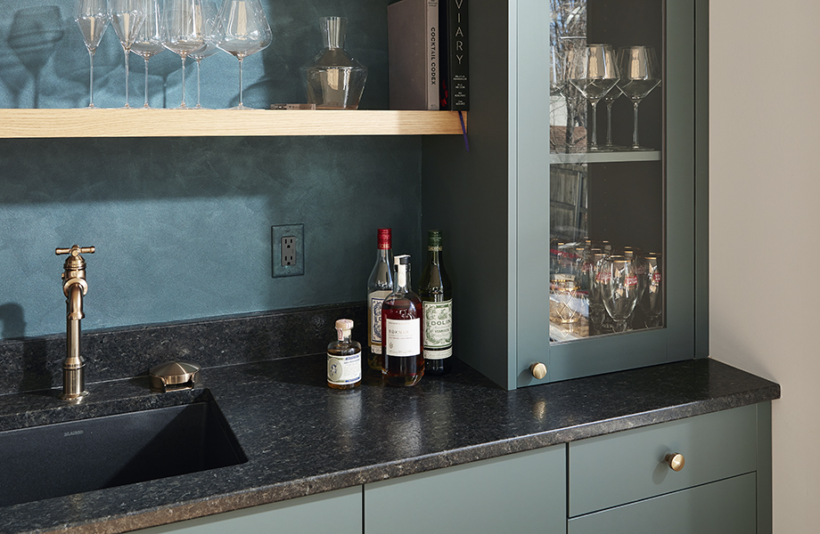 Verde Comodoro cabinets highlight Kitchen Renovation | FENIX