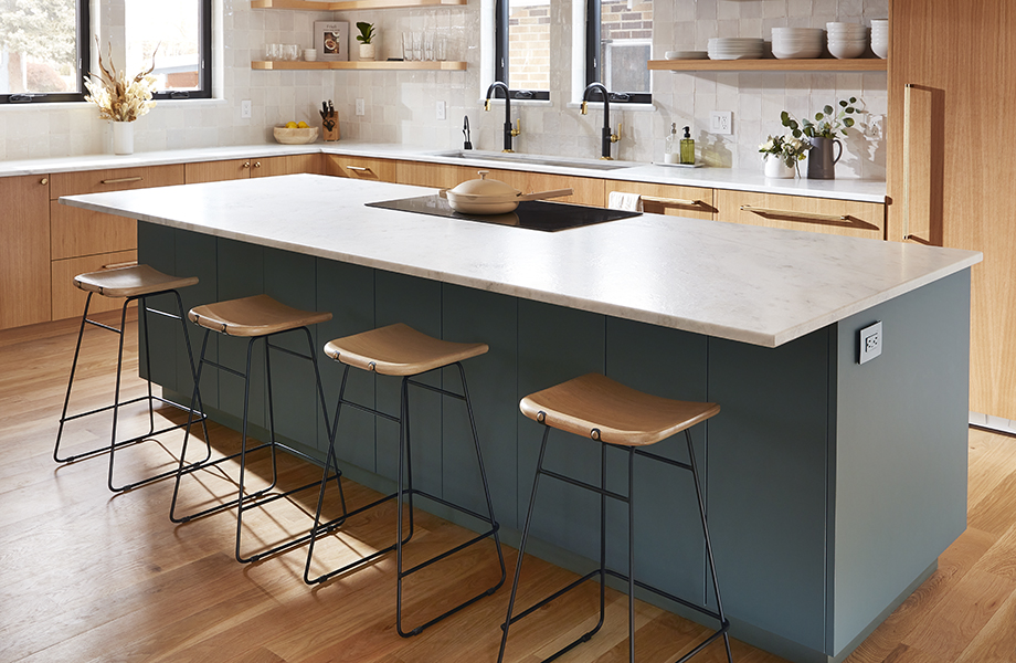 Verde Comodoro cabinets highlight Kitchen Renovation | FENIX